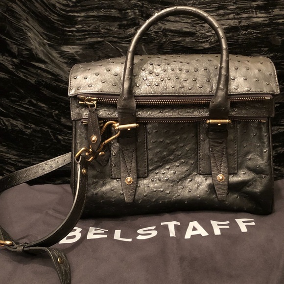 Belstaff | Bags | Belstaff Authentic Black Ostrich Dorchester Tote ...
